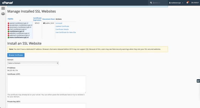Installing SSL on cPanel - Really Simple Security